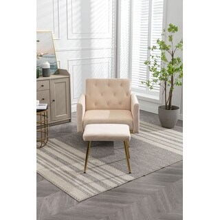Modern Accent Arm Chair Pushback Soft with Ottoman Living Room Bedroom ...