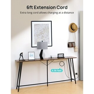 Industrial Console Table Sofa Side Table with Outlets and 2 USB Ports ...