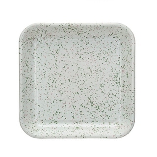 Splatterware Enameled Metal Platter - 10.6"L x 10.6"W x 1.1"H - 10.6"L ...