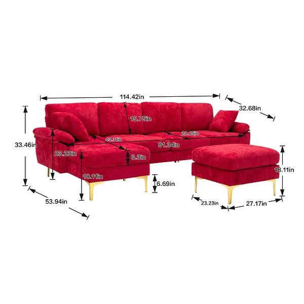 Accent Sofa Set L-shape Couch Set with Ottomans Sofa for Livingroom ...