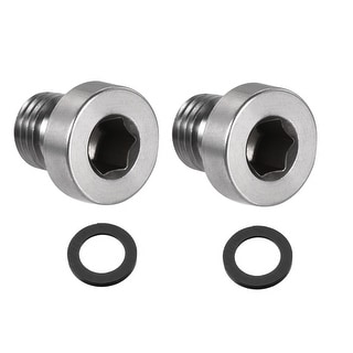 Stainless Steel Inner Hex Head Pipe Plug with Seal Ring 2Pcs - Silver ...