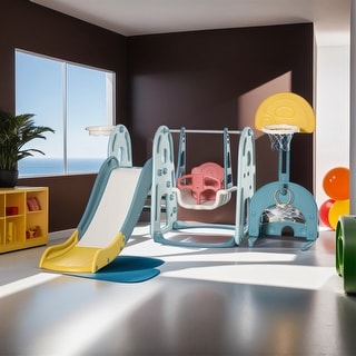 Multi-Activity Extra Safe Baby Slide and Swing Set for Toddlers - Bed ...