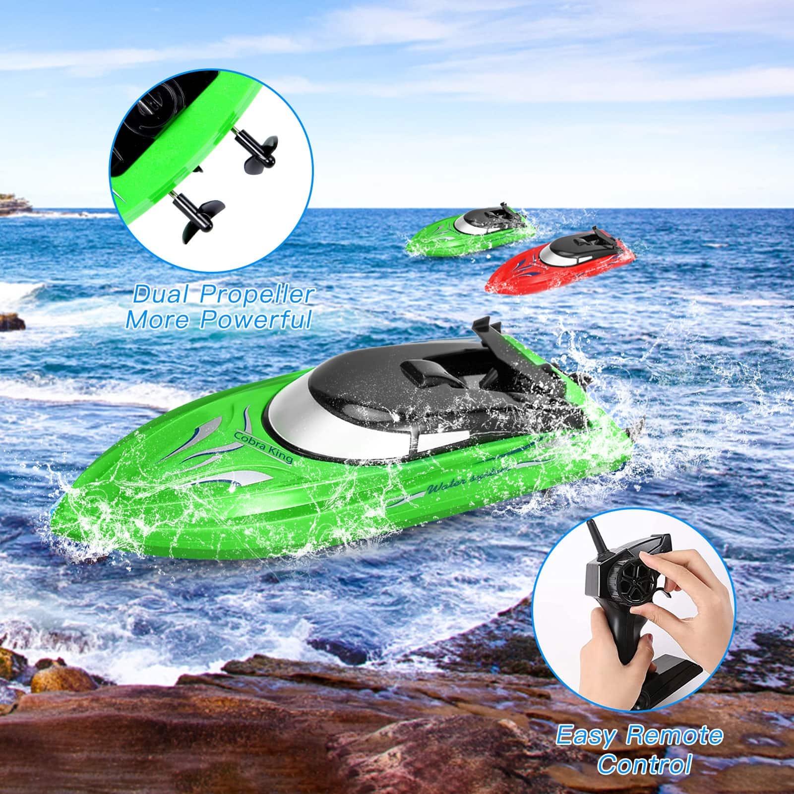 2PACK RC Boat,Remote Control Boats for Kids and Adults,10km/H 2.4G High ...
