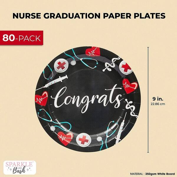 80 Pack Nurse Paper Plates for Nursing Graduation Party Supplies for ...