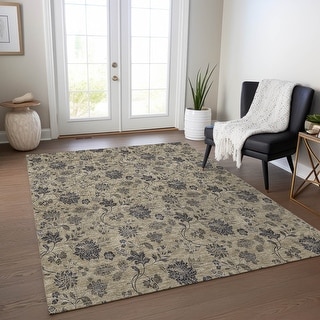 Machine Washable Indoor/ Outdoor Chantille Floral Farmhouse Rug - Bed ...