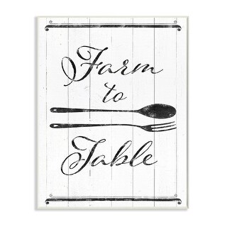 Stupell Farm To Table Kitchen Silverware Wood Texture Word Design,10 x ...