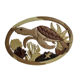 Swimming Sea Turtle Hand Crafted Intarsia Wood Art Wall Hanging - Bed ...