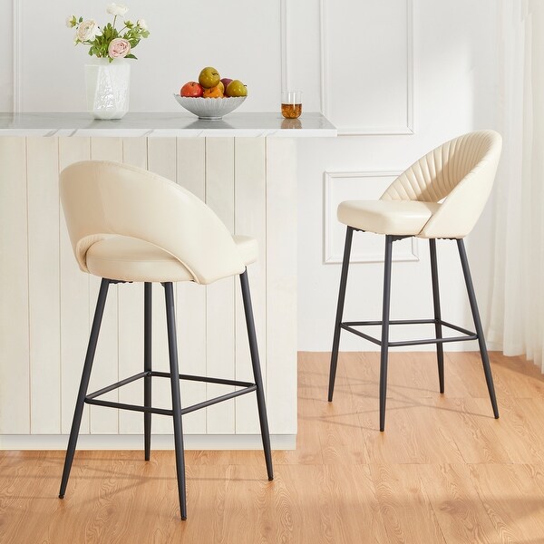 Glitzhome Modern Quilted Leatherette Tapered Legs Bar Stools Set of 4 or 6 On Sale Bed Bath Beyond 37919249