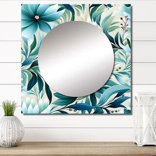 Designart "Oceanic Foliage Botanical Pattern" Modern Wall Mirror ...