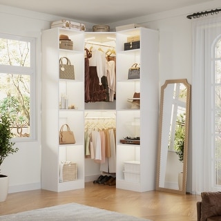 Kyrvo Corner Closet System with 12 Shelves and 2 Hanging Rods, 40"W x ...
