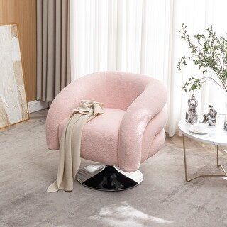 Luxury Swivel Sofa Chair, Pink Stylish Round Fluffy Reading Chair - Bed ...