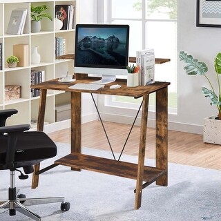 Topcraft Computer Desk with Shelf, Weathered Oak - Bed Bath & Beyond ...