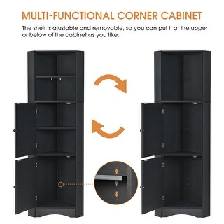 2 in1 Triangle Corner Storage Cabinet Waterproof Cabinet, Black - Bed ...