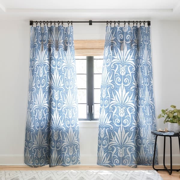 1-piece Sheer Delancy Cornflower Blue Made-to-Order Curtain Panel - Bed ...