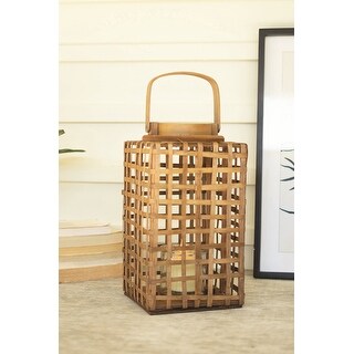 Tall Chip Wood Lantern With Glass Insert - 19-inch Tall - Bed Bath ...