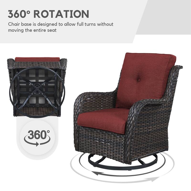 Gymojoy Outdoor Wicker Rocking Lounge Chairs with Swivel Base (Set of 2 ...