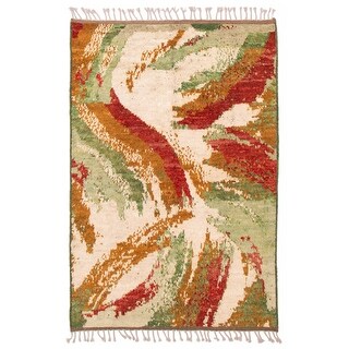 ECARPETGALLERY Hand-knotted Pak Finest Marrakesh Ivory, Red Wool Rug ...