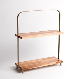 2-Tier Wood and Gold Metal Server - Bed Bath & Beyond - 41540727