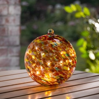 8 Inch Elegant Amber Illuminating Hand Blown Glass Sphere - Bed Bath ...