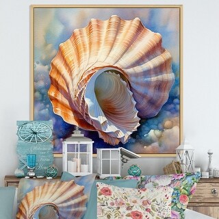 Designart "Coastal Seashell I" Seashell Framed Wall Art Living Room ...