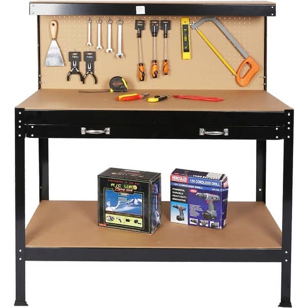 Steel Workbench Tool Hardwood Tools Table Workstation with Drawer,Tool ...