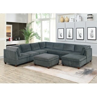 Artsy Chenille Modular U-Sectional Sofa Set, 3 x Corner Wedge, 4 x ...