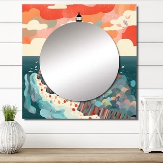 Designart "Coastal Lighthouse I" Modern Wall Mirror - Coastal Square ...