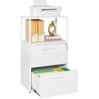 File Cabinet with Shelves & 2 Lockable Drawers, Lockable Lateral Filing ...