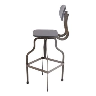 Isla Industrial Style Wooden Swivel Bar Stool With Curved Metal Base ...