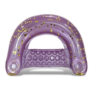 POZA Inflatable Purple Gold Pool Float Chair w/ 2 Built-in Cup Holders ...