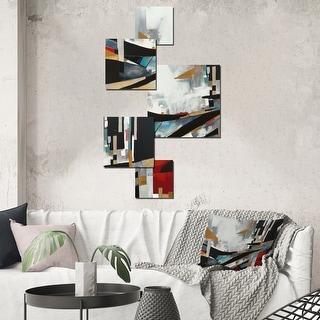Designart "Beyond Nature IV" Abstract Landscape Metal Art Print Set ...