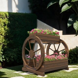 Outsunny 2-Tier Raised Garden Bed,Wooden Wagon Planter Boxes - Bed Bath ...