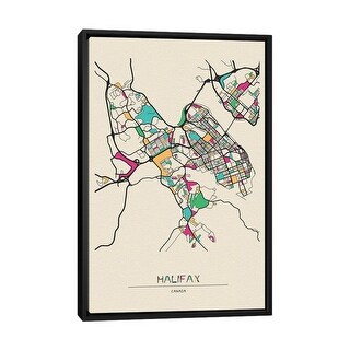 iCanvas "Halifax, Nova Scotia Map" by Ayse Deniz Akerman Framed - Bed ...