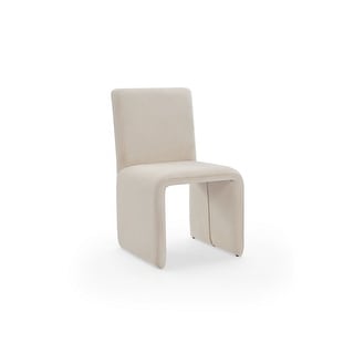 Winny 20 Inch Dining Chair, Waterfall Seat, Velvet Upholstery, Cream ...