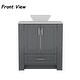 Modern 30" Grey Bathroom Vanity with White Ceramic Basin Side Storage ...