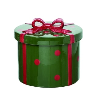 Transpac Ceramic 6.75 in. Multicolor Christmas Dotted Round Present ...