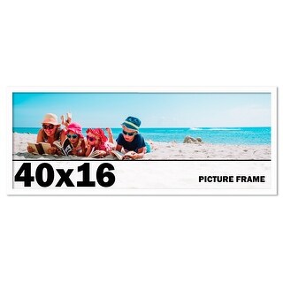 40x16 Frame White Solid Wood Picture Frame Includes UV Acrylic Shatter ...