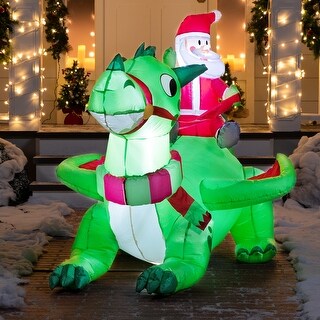 Syncfun 6 FT Long Christmas Dragon Inflatable, Santa Riding a Green ...