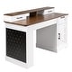 55" Farmhouse Office Desk Workstation with Storage Cabinet, Computer ...