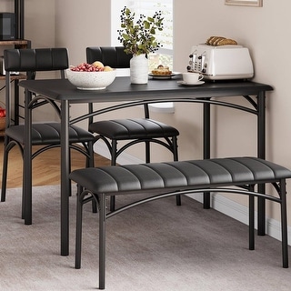 Industrial Dining Table Set with Upholstered Chairs and Bench - Bed ...