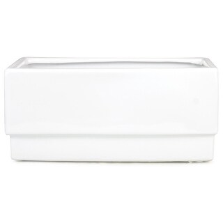 Glazed White Rectangular Planter - Bed Bath & Beyond - 40390116