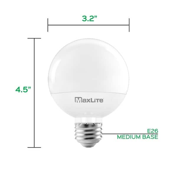 Maxlite G25 LED Globe Light Bulbs, 40W Equivalent, 450 Lumens, Dimmable ...