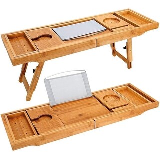 Bathtub Caddy & Laptop Desk 2 in 1, Bath Tub Racks Built in Stand ...