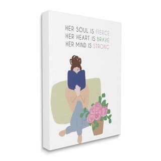 Stupell Her Soul is Fierce Motivational Phrases Woman Reading Book ...