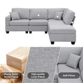 Corner Couch Set Removable Cushion Sectional Sofa w/ Movable Ottoman ...