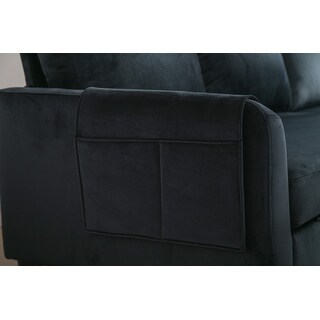 Modern Polyester Sofa Convertible Chaise Sofa Set with Storage, Black ...