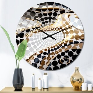 Designart "Liquid Gold Black And White Wave Dimension" Abstract Spirals ...