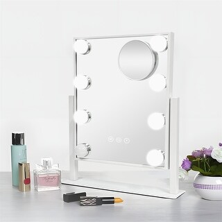 VANITII Large Hollywood Makeup Vanity Mirror with 15 LED Bulbs 3 Lights Adjustable USB Charging ...