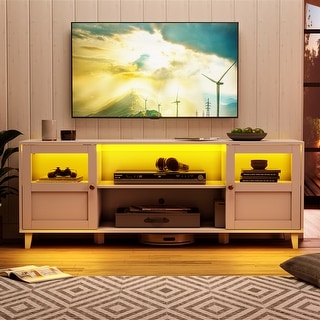 LED TV Stand Lighted Media Console, Entertainment Unit with Storage ...
