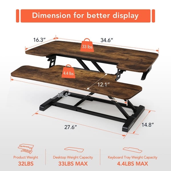 FlexiSpot Standing Desk Converter Height Adjustable Stand Up Desk Riser ...